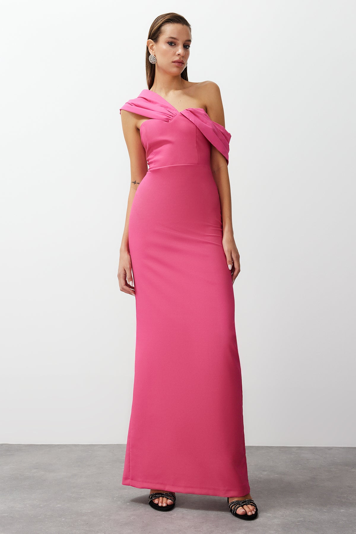 Trendyolmilla Women's Unifarben Long Long Graduation / Prom Asymmetric ...
