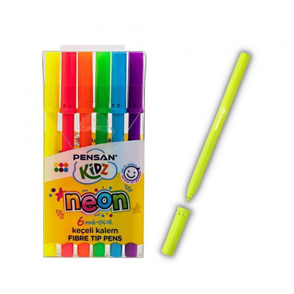 Felt Tip Pen 6 Pack Neon Colors Pensan Highlighter Felt Tip Pen 1 Pack ...