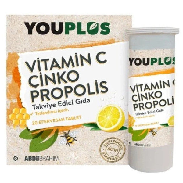 Youplus Vitamin C Zinc Propolis Effervescent 20 Tablets – Turkish Souq