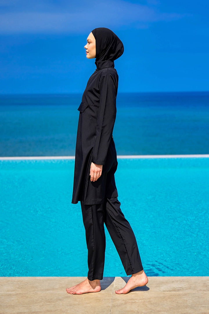 Full-Coverage Modest Swimsuit Black – Turkish Souq
