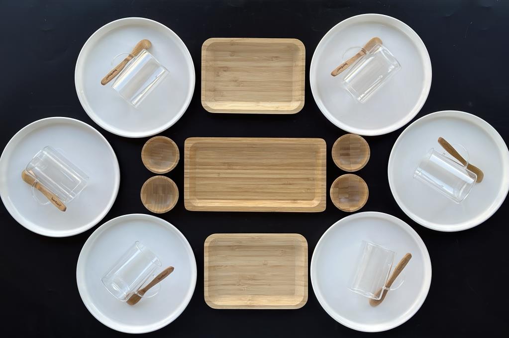 Atbyhome 25 Piece Bamboo Breakfast Set For 6 People - Luxury Breakfast ...