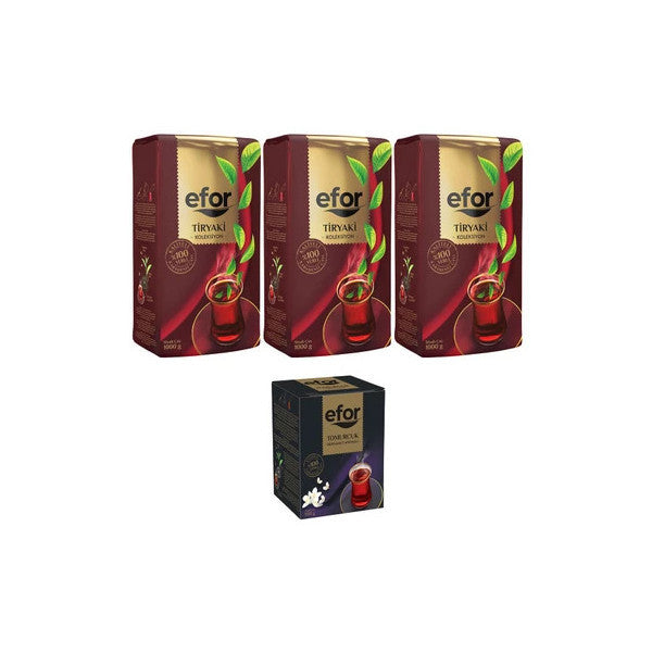 Efor Tiryaki Black Tea 1000 Gr X 3 Pieces + Bud Bergamot Flavored 100 ...