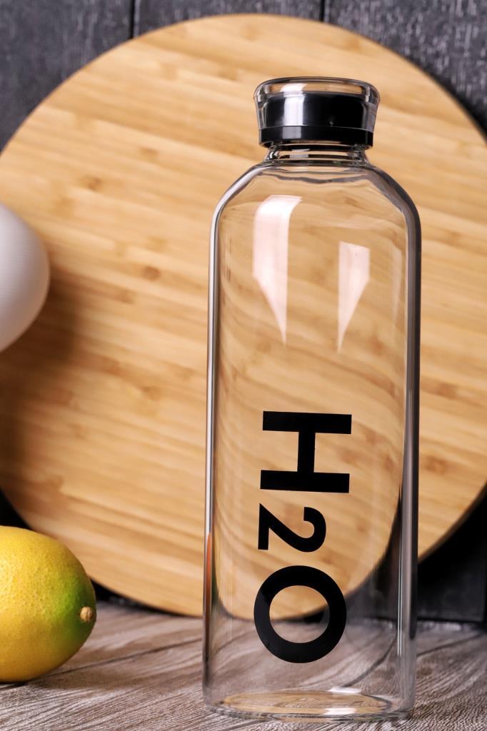 H2O Borosilicate Glass Water Bottle 1L Vacuum Lid Water Bottle 1000 Ml – Turkish Souq